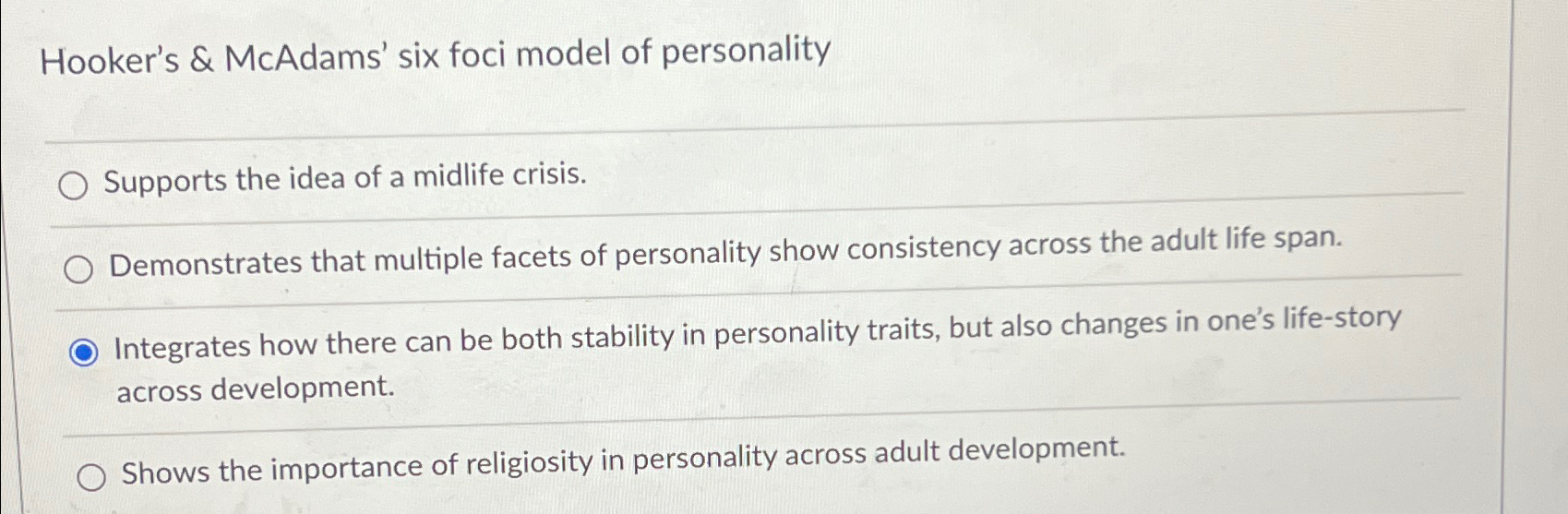 Solved Hooker's & McAdams' six foci model of | Chegg.com