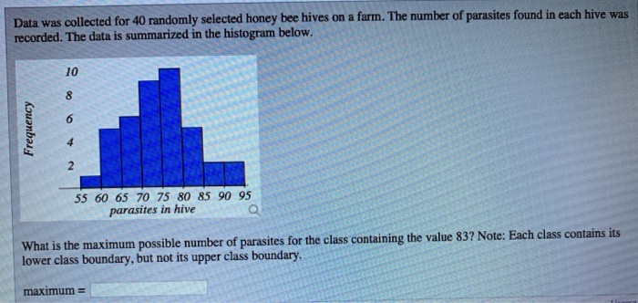 Solved Data was collected for 40 randomly selected honey bee | Chegg.com