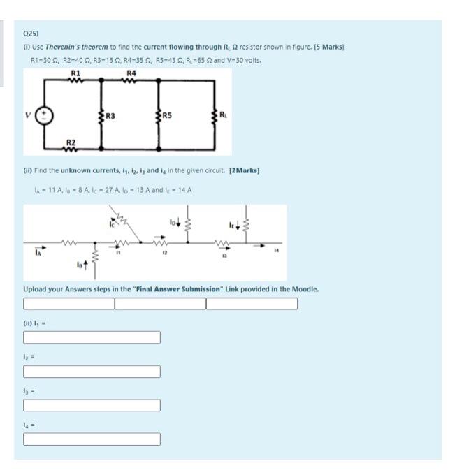 Solved Q25) Use Thevenin's theorem to find the current | Chegg.com