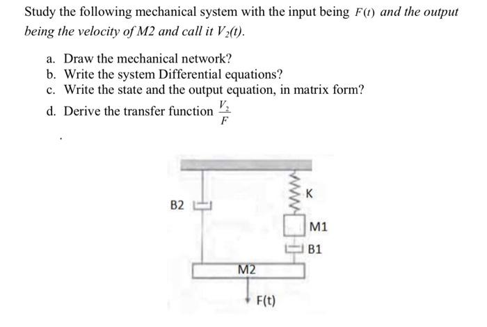 Solved Study the following mechanical system with the input | Chegg.com