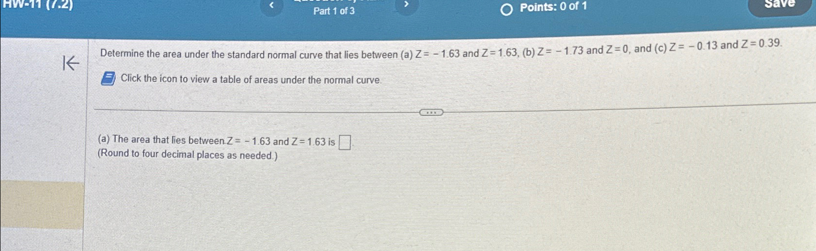 Solved Part 1 ﻿of 3Points: 0 ﻿of 1Determine the area under | Chegg.com