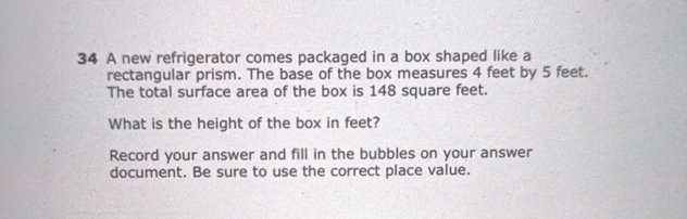 Solved 34 ﻿A new refrigerator comes packaged in a box shaped | Chegg.com