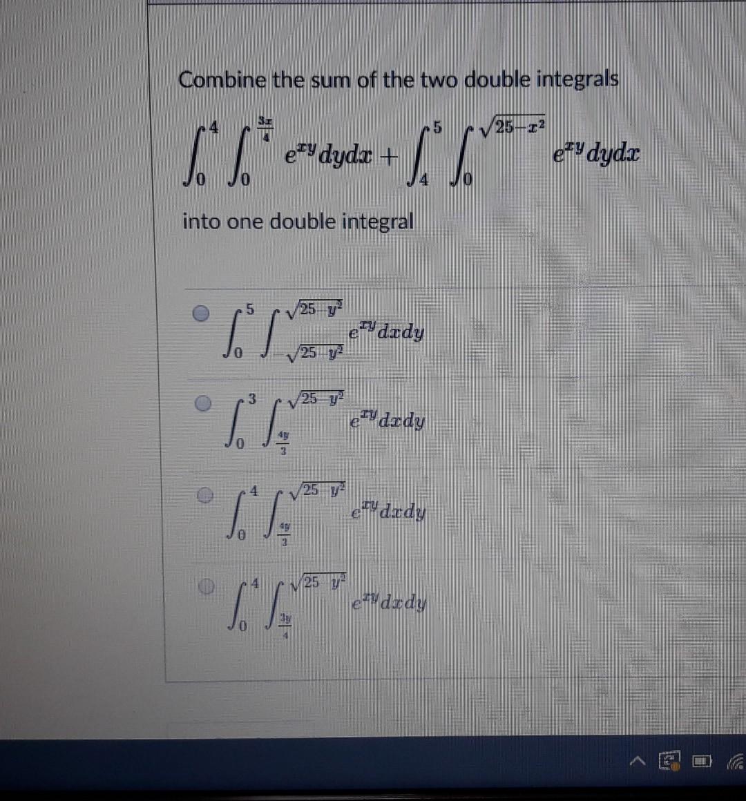 Solved Combine the sum of the two double integrals CS | Chegg.com