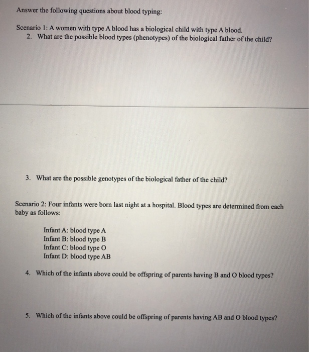 Solved Answer the following questions about blood typing: | Chegg.com