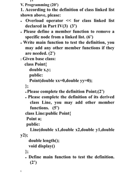 Solved V. Programming (20) 1. According to the definition of | Chegg.com