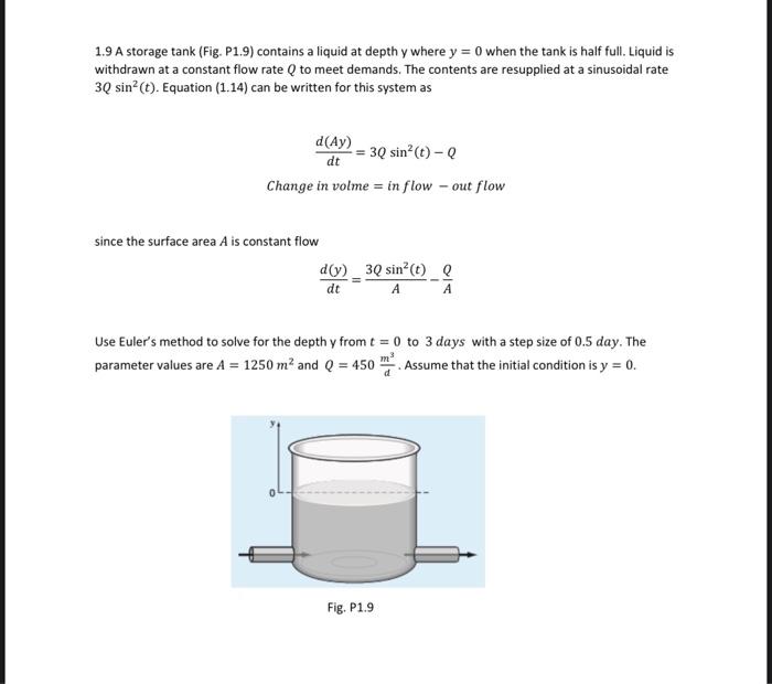 Solved 1.9 A storage tank (Fig. P1.9) contains a liquid at | Chegg.com