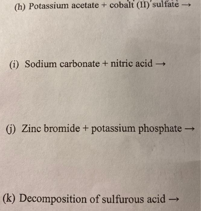 Solved For the following double displacement reactions use | Chegg.com