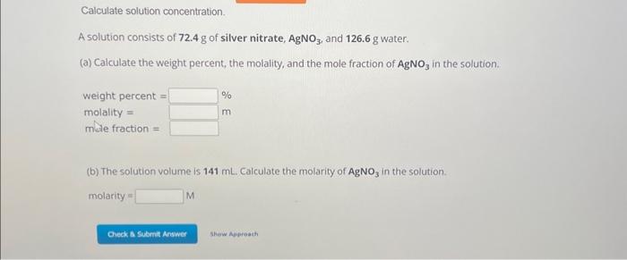 Solved Calculate solution concentration. A solution consists | Chegg.com