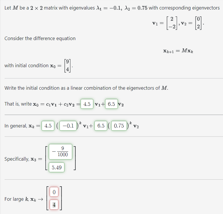 Solved Let M ﻿be a 2×2 ﻿matrix with eigenvalues | Chegg.com