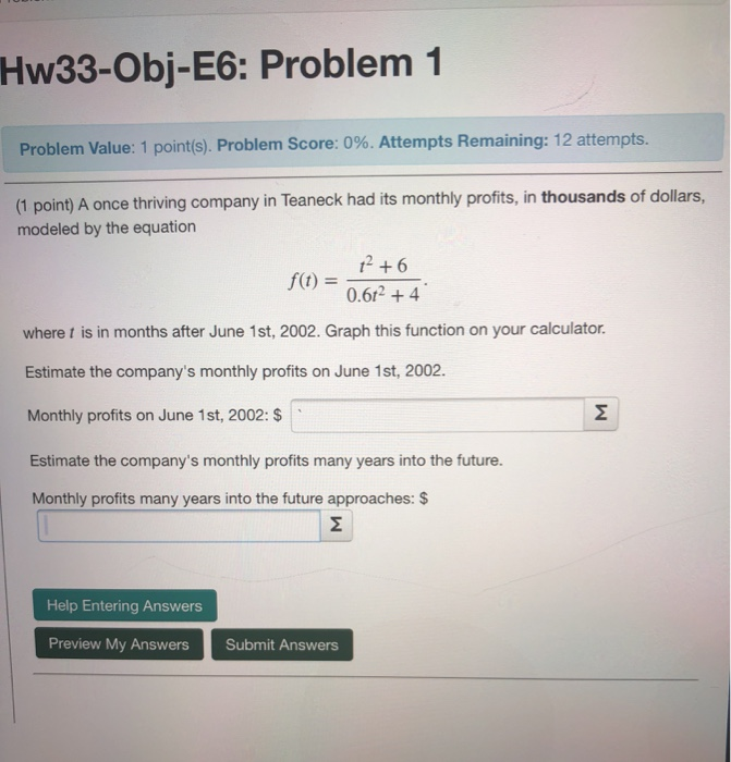 Solved Hw33-Obj-E6: Problem 1 Problem Value: 1 point(s). | Chegg.com
