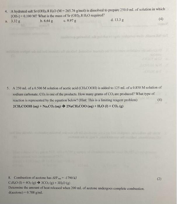Solved 1. Determine the oxidation number of the element | Chegg.com