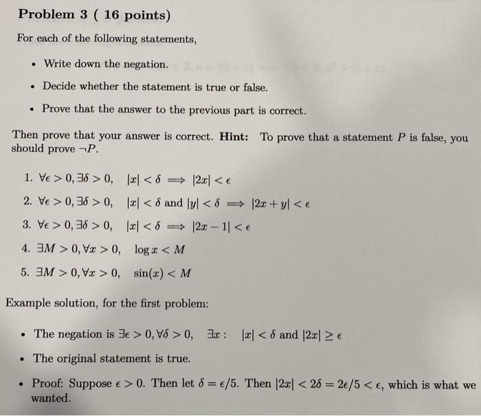 Solved Problem 3 ( 16 points) For each of the following | Chegg.com