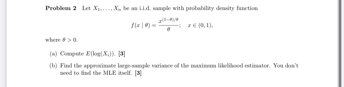 Solved Problem 2 ﻿Let x1,dots,xn ﻿be an i.i.d. ﻿sample with | Chegg.com