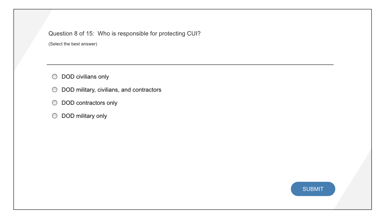 Solved Question 8 ﻿of 15: Who is responsible for protecting | Chegg.com