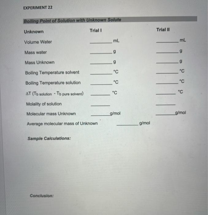 Solved EXPERIMENT 22 Scientist: Lab Report: Boiling Point | Chegg.com
