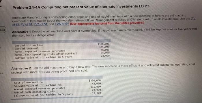 Solved Problem 24-4A Computing net present value of | Chegg.com