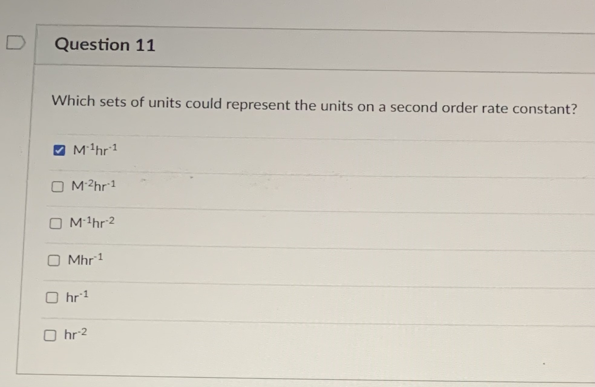 Solved Question 11Which sets of units could represent the | Chegg.com