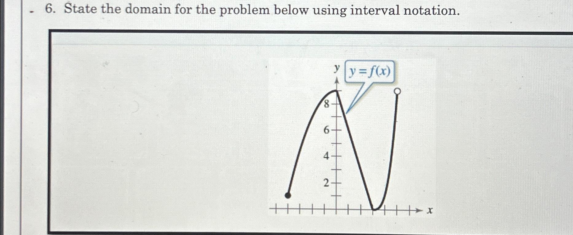 Solved State the domain for the problem below using interval | Chegg.com
