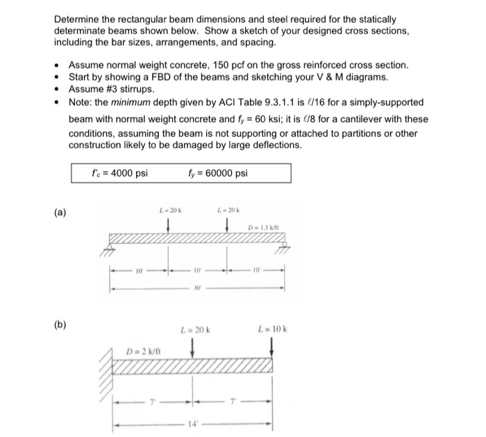 Solved Determine the rectangular beam dimensions and steel | Chegg.com