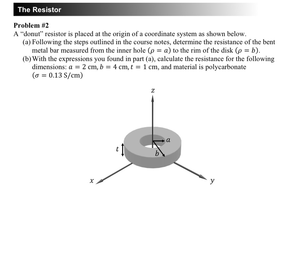 Solved The ResistorProblem #2A "donut" resistor is placed at | Chegg.com