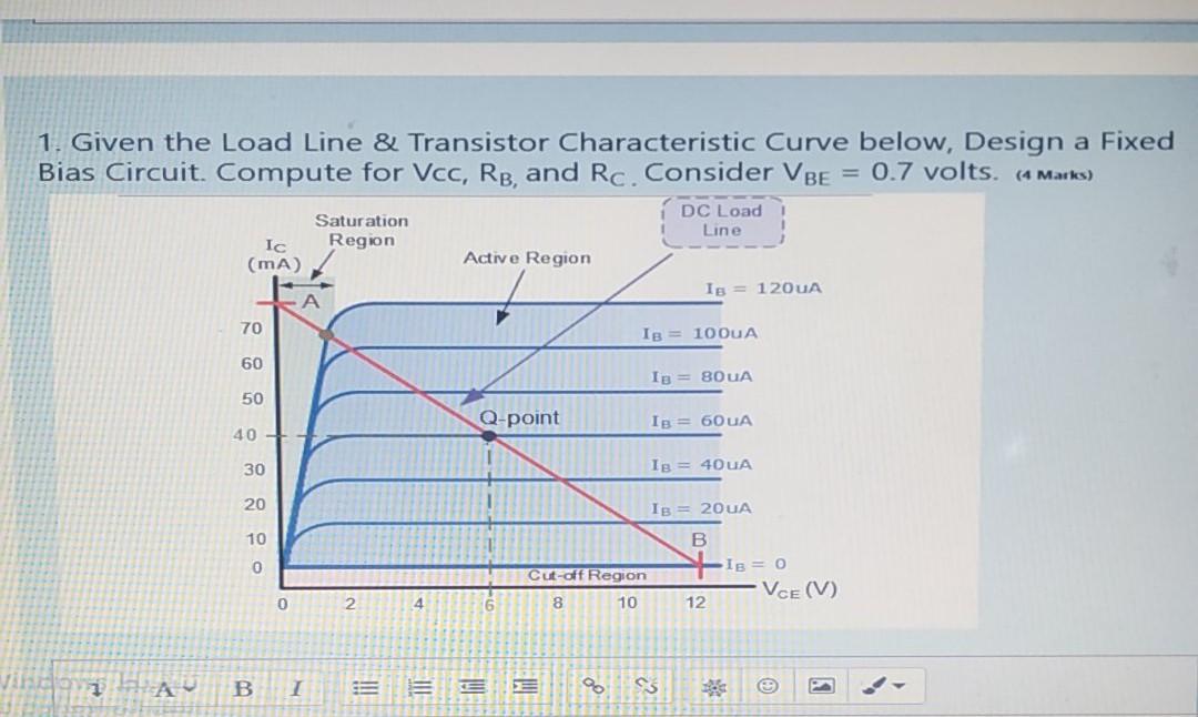 Solved 1. Given the Load Line & Transistor Characteristic | Chegg.com