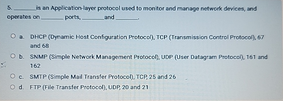 Solved q, ﻿is an Application-layer protocol used to monitor | Chegg.com