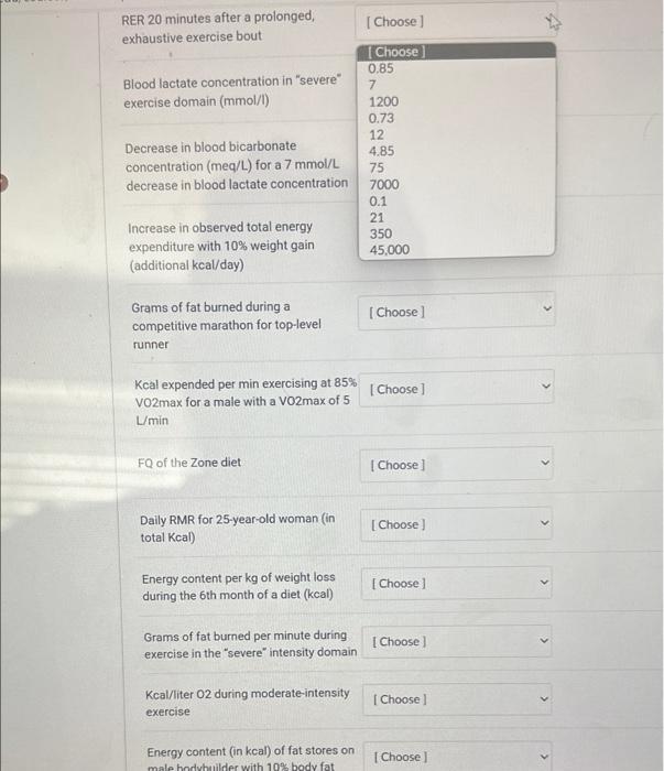 Solved \begin{tabular}{l|l} Decrease in blood bicarbonate & | Chegg.com