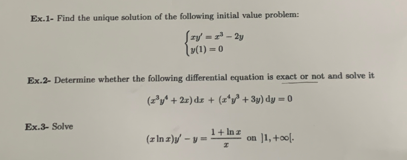 Solved Ex.1- ﻿Find the unique solution of the following | Chegg.com