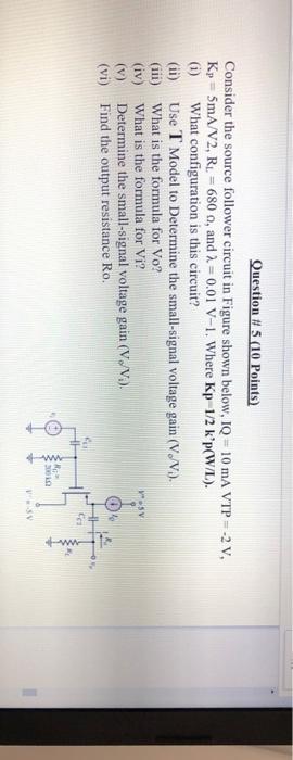 Solved Question #15 (10 Points) Consider the source follower | Chegg.com