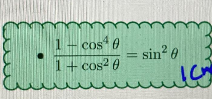 Solved 1- Cos40 e 1+ Cos20 = sin20 اید | Chegg.com