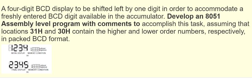 Solved A four-digit BCD display to be shifted left by one | Chegg.com