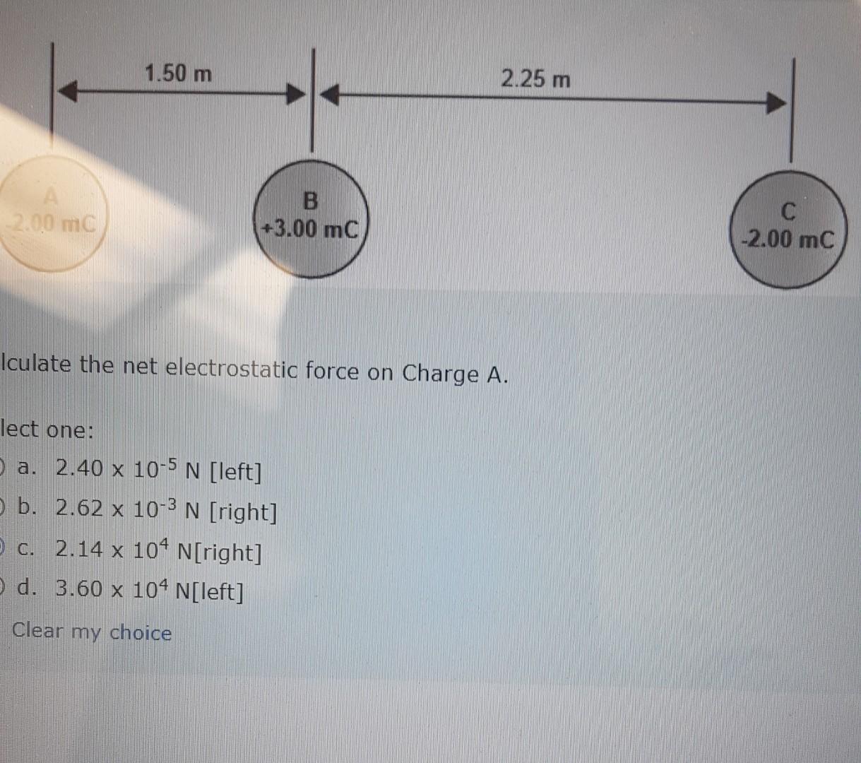 Solved Iculate the net electrostatic force on Charge A. lect | Chegg.com