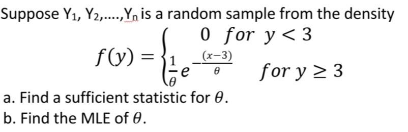 Solved Suppose Y1,Y2,…,Yn is a random sample from the | Chegg.com