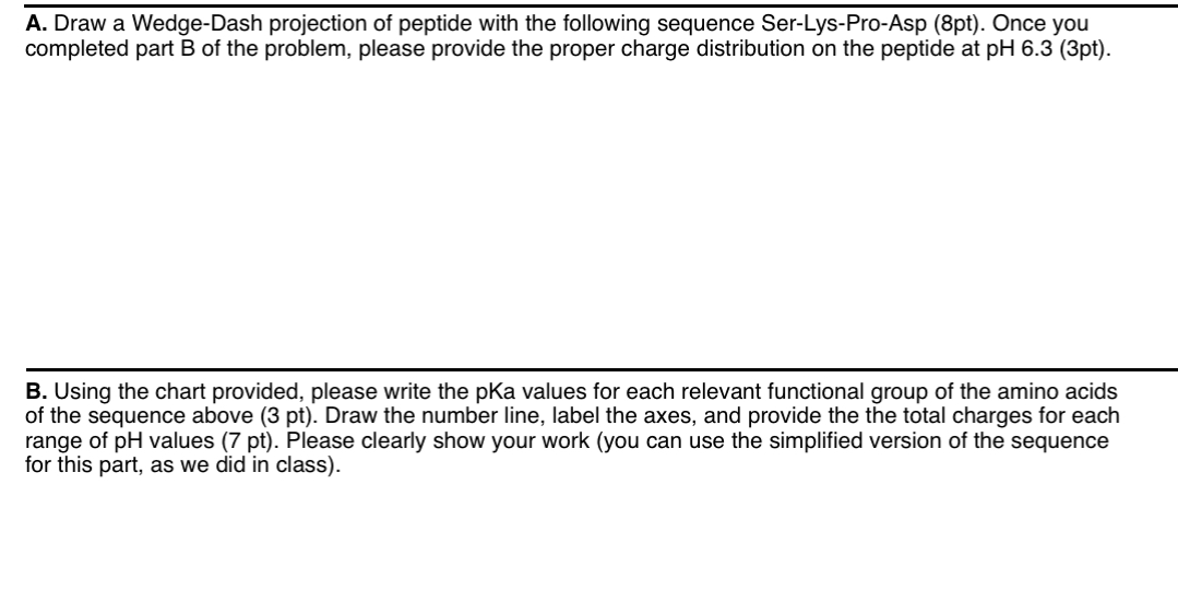 Solved A. ﻿Draw a Wedge-Dash projection of peptide with the | Chegg.com