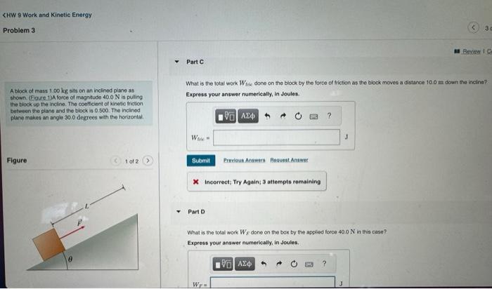 Solved A block of mass 1,00 kg aits on an inclined plane as | Chegg.com