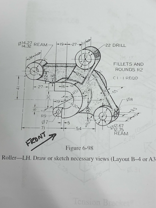 Solved Draw the top, front and rhs views (autocad) | Chegg.com