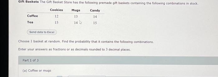 Solved Choose 1 basket at random. Find the probability that | Chegg.com