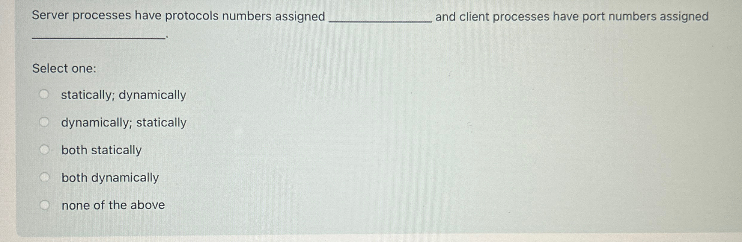 Solved Server processes have protocols numbers assigned | Chegg.com