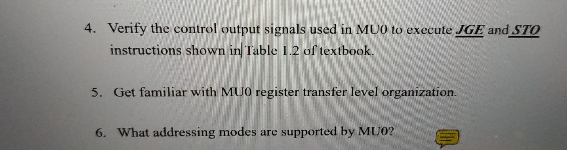 4. Verify the control output signals used in MU0 to | Chegg.com
