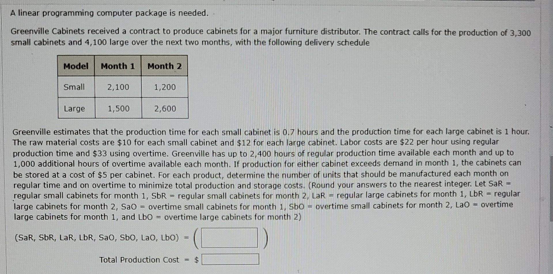 Solved A linear programming computer package is needed. | Chegg.com