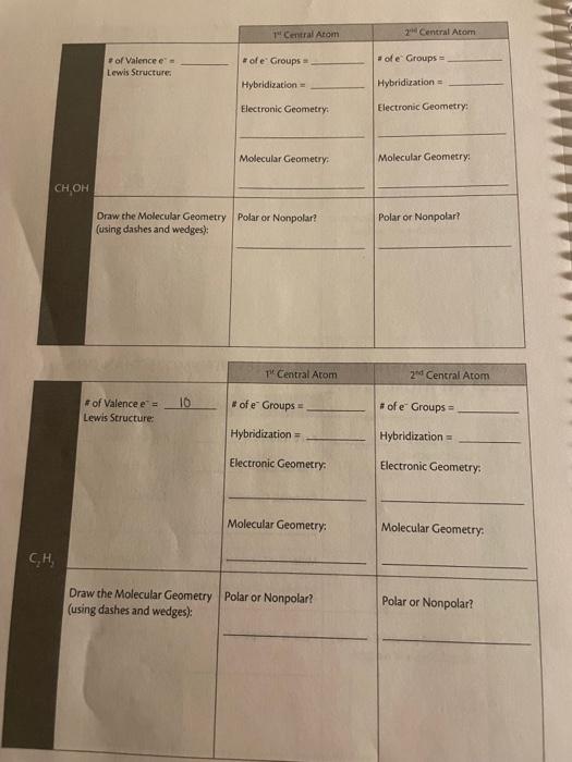 Solved PART II. GEOMETRIES OF MOLECULES WITH MORE THAN ONE | Chegg.com