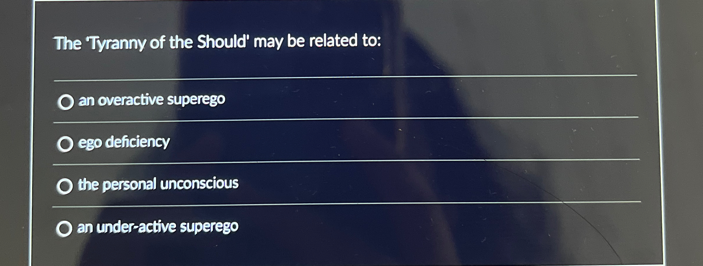 Solved The 'Tyranny of the Should' may be related to:an | Chegg.com