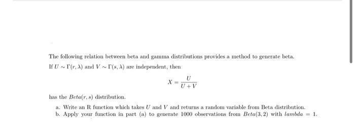 Solved The following relation between beta and gamma | Chegg.com