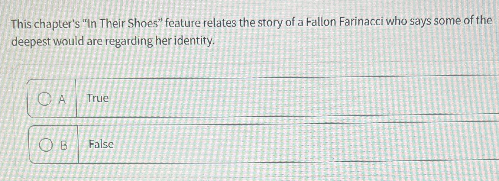 Solved This chapter's "In Their Shoes" feature relates the | Chegg.com