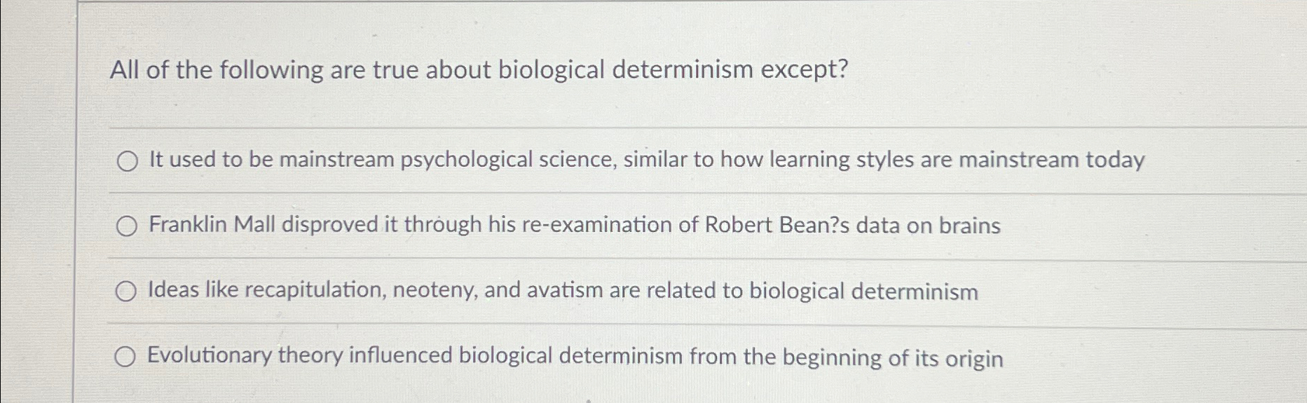 Solved All of the following are true about biological | Chegg.com