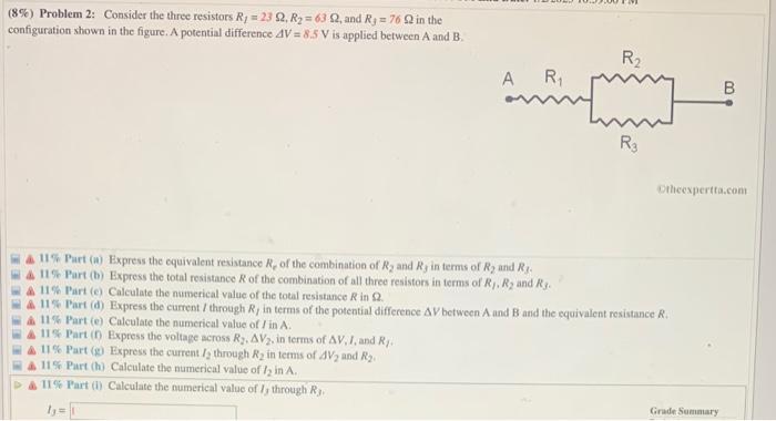 Solved (8\%) Problem 2: Consider the three resistors | Chegg.com Solved (8\%) Problem 2: Consider the three resistors | Chegg.com