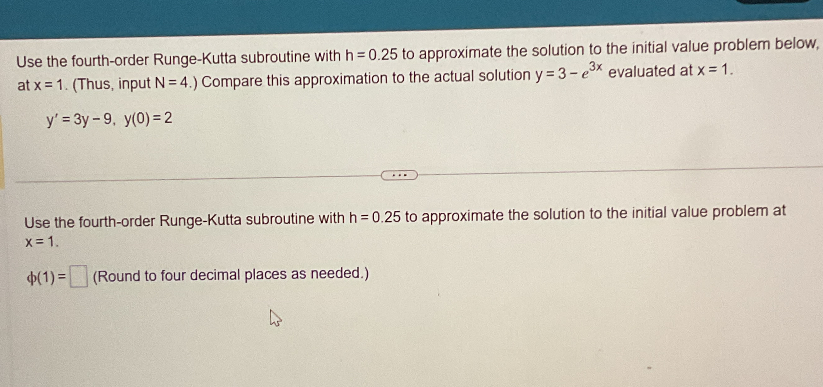 Solved Use the fourth-order Runge-Kutta subroutine with | Chegg.com