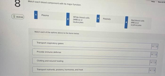 Solved Match each blood component with its major function | Chegg.com Solved Match each blood component with its major function | Chegg.com