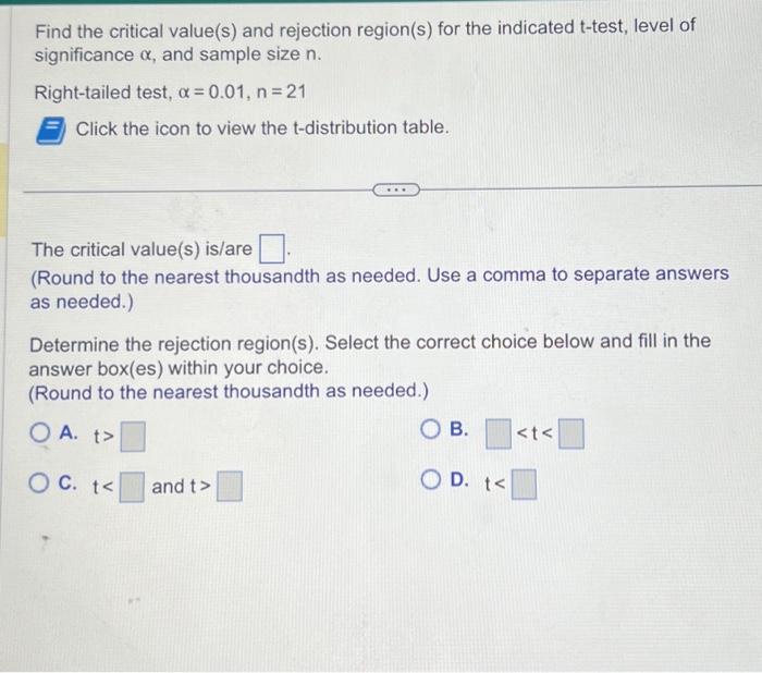 Solved Find the critical value(s) and rejection region(s) | Chegg.com
