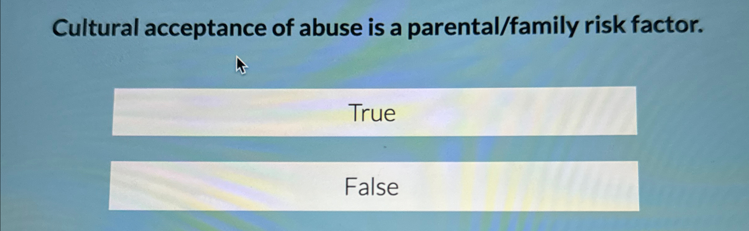 Solved Cultural acceptance of abuse is a parental/family | Chegg.com